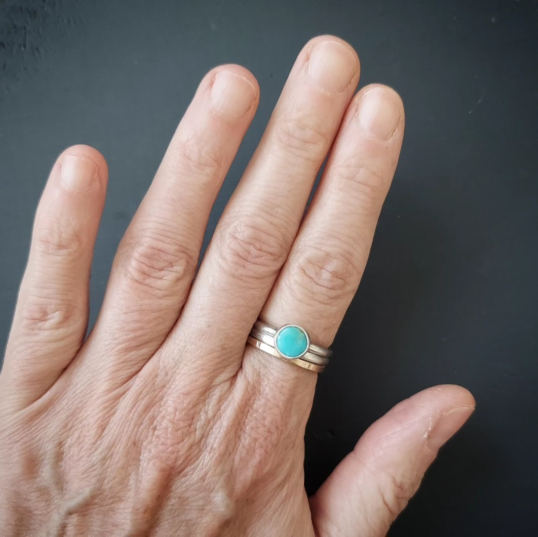 Turquoise Stacking Ring Set Size 8 – BLUEBIRD SILVER